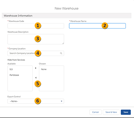 Warehouses and Locations