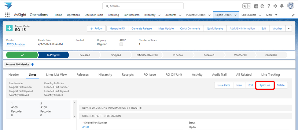 Working with Repair Orders Part 2—Splitting Lines